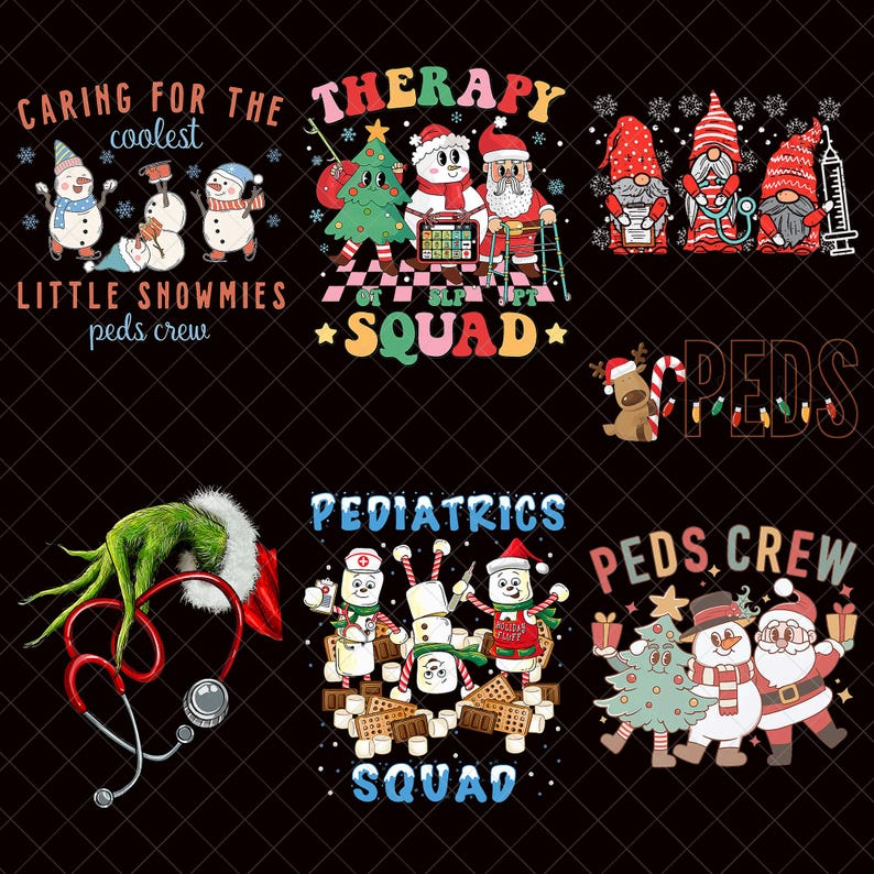 Christmas Pediatric Squad PNG Bundle, Therapy Squad Xmas Sublimation ...