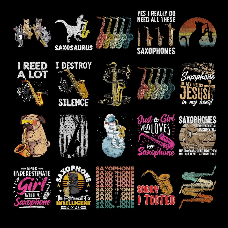 Saxophone Design Drawings - Etsy