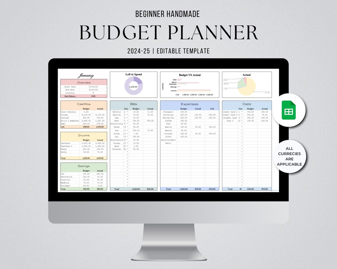 Beginner Friendly Budget Planner | Google Sheet Template, Budget ...