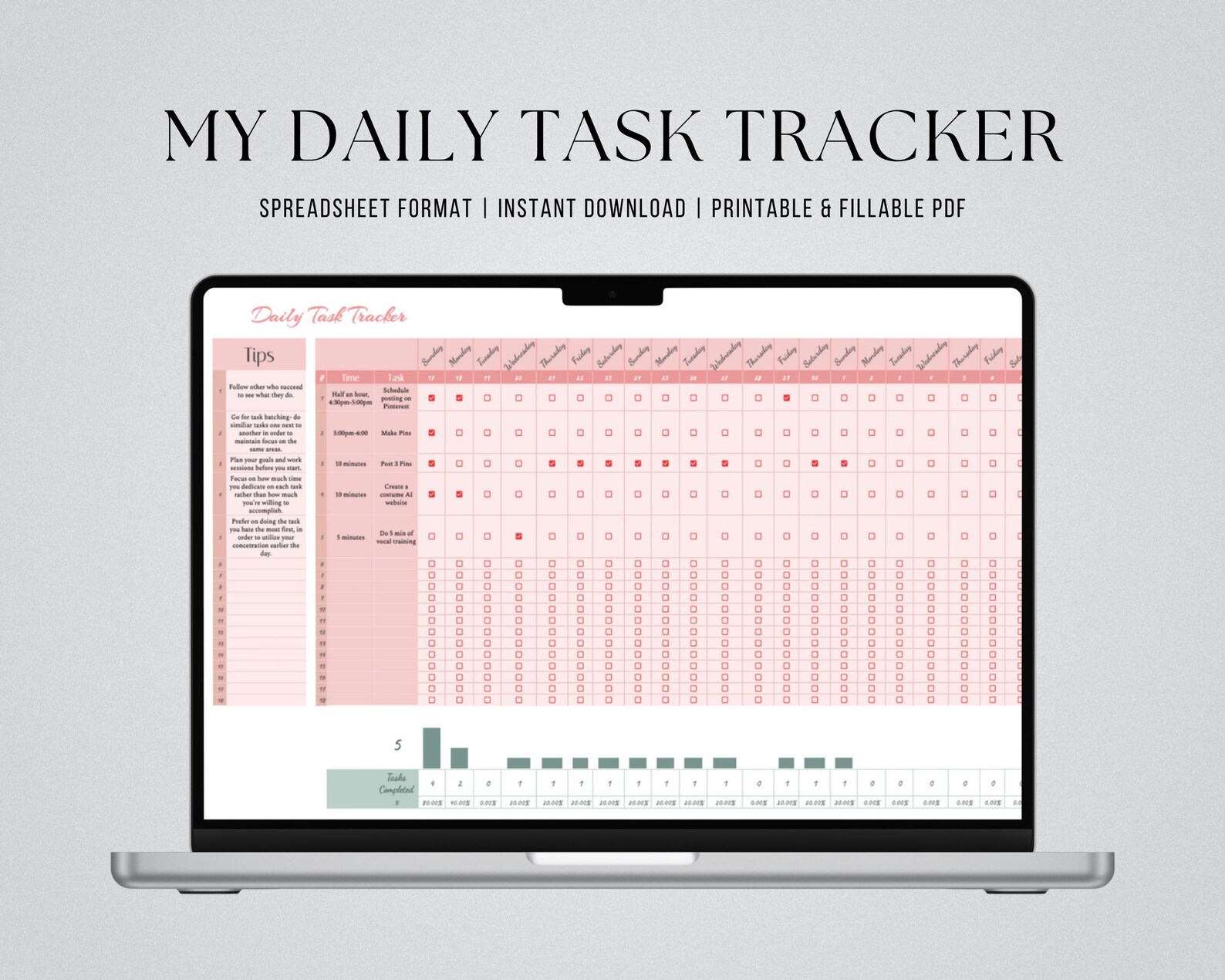Daily Task Tracker | Google Sheet Template | Task Planner, ADHD Tracker ...