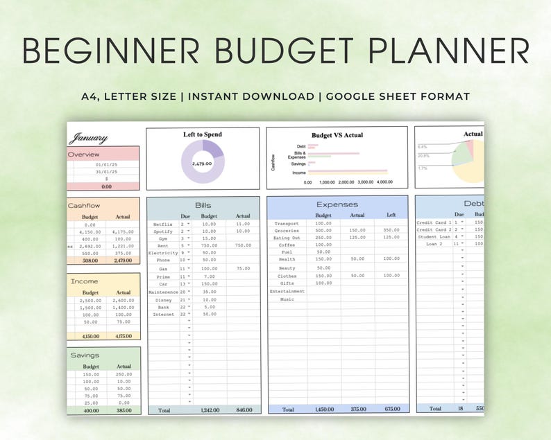Beginner Friendly Budget Planner Google Sheet Template, Budget Template ...