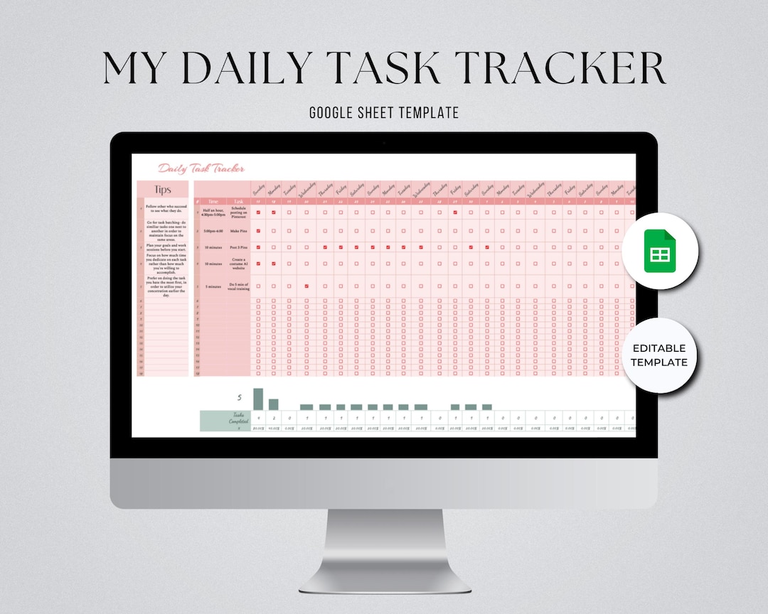 Daily Task Tracker | Google Sheet Template | Task Planner, ADHD Tracker ...