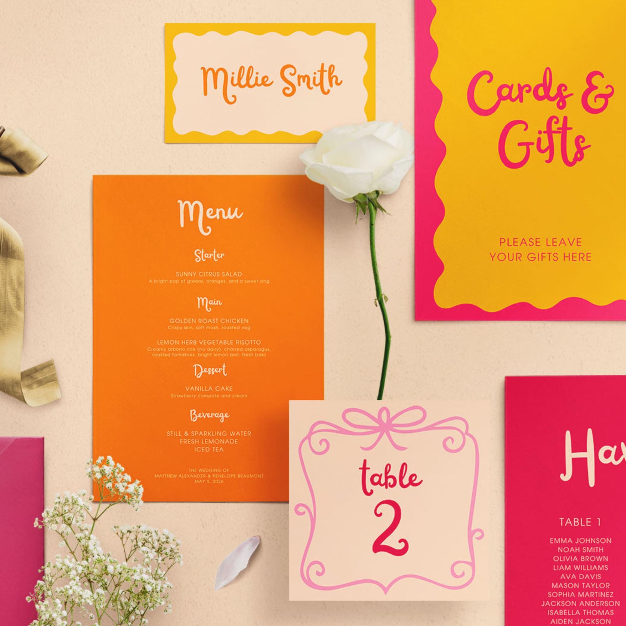 Modern Whimsical Wedding Invitation With Bright Summer Color Theme ...