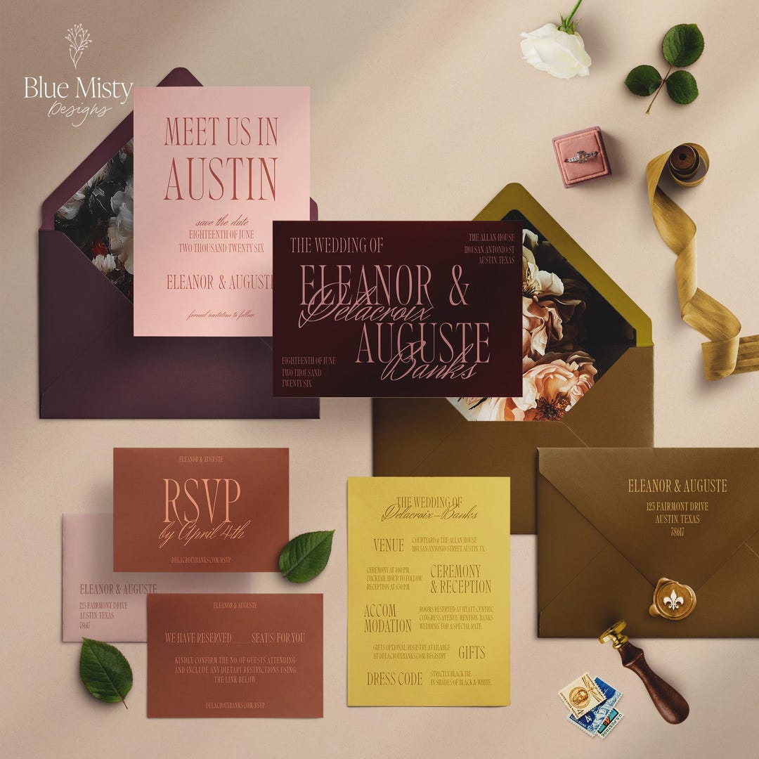 Editorial Style Wedding Invitation, Modern, Bold, Trendy, Statement ...