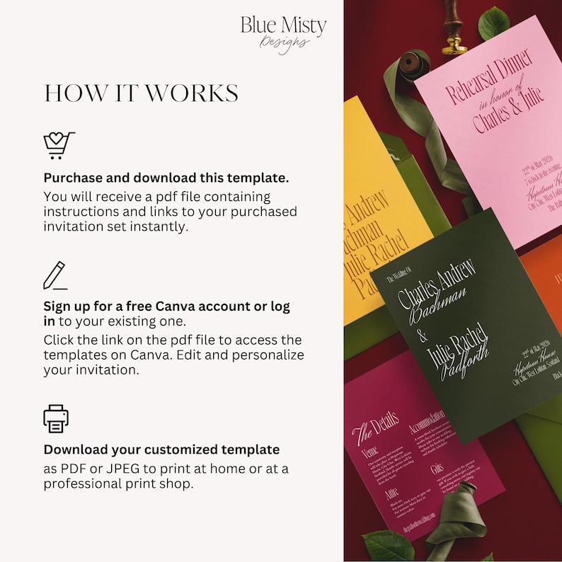 Colorful Wedding Invitation Suite, Editorial Style, Summer Garden Party ...
