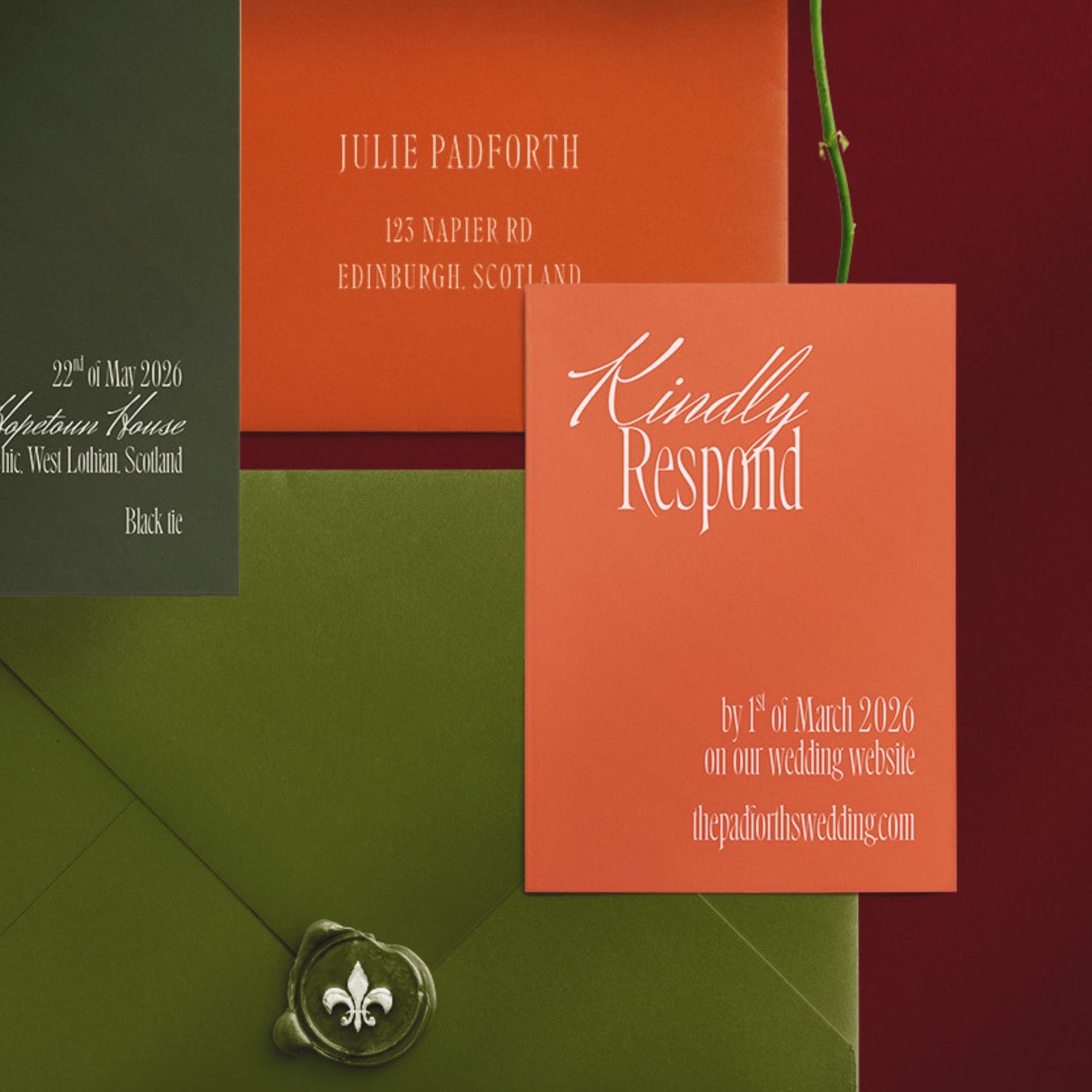 Colorful Wedding Invitation Suite, Editorial Style, Summer Garden Party ...