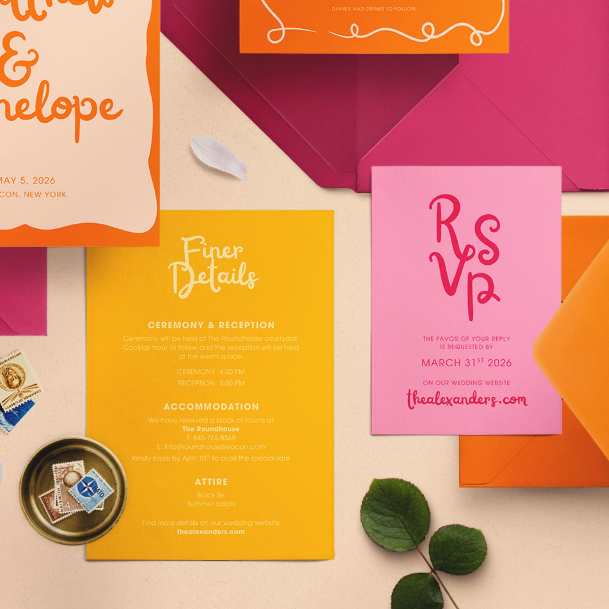 Modern Whimsical Wedding Invitation With Bright Summer Color Theme ...