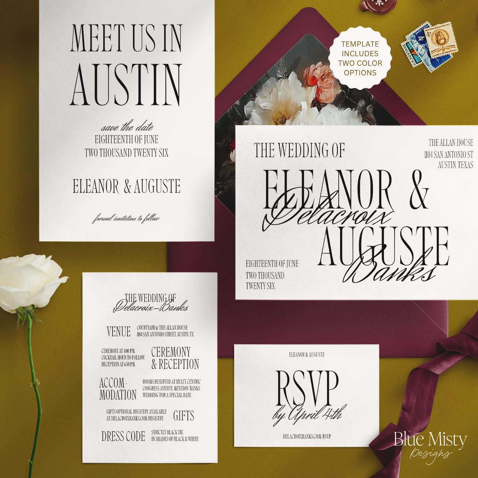 Editorial Style Wedding Invitation, Modern, Bold, Trendy, Statement ...
