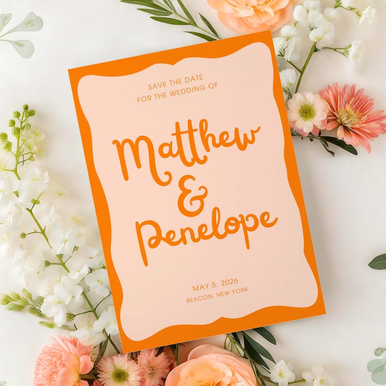 Modern Whimsical Wedding Invitation With Bright Summer Color Theme ...