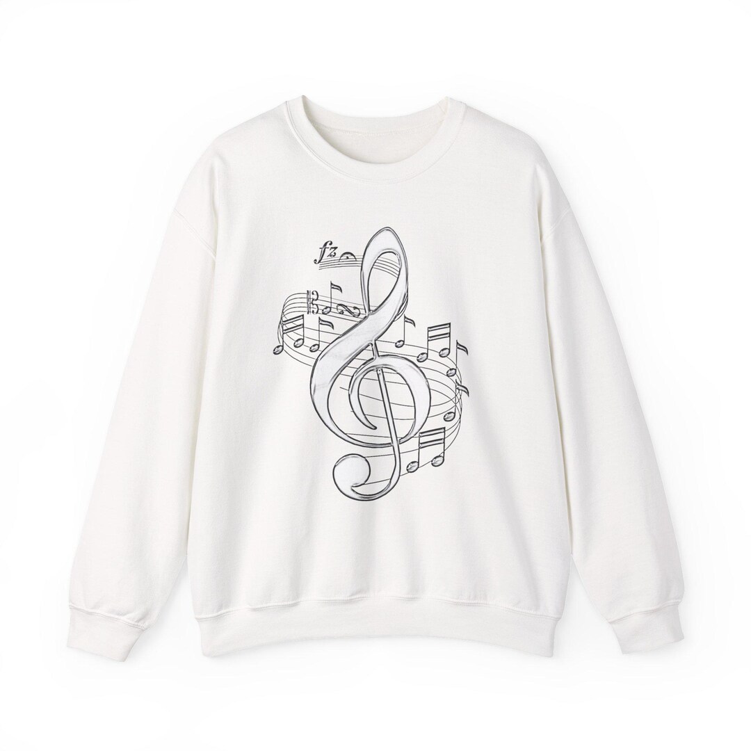 Treble Clef Music Notes Crewneck Sweatshirt | Musical Staff Design - Etsy