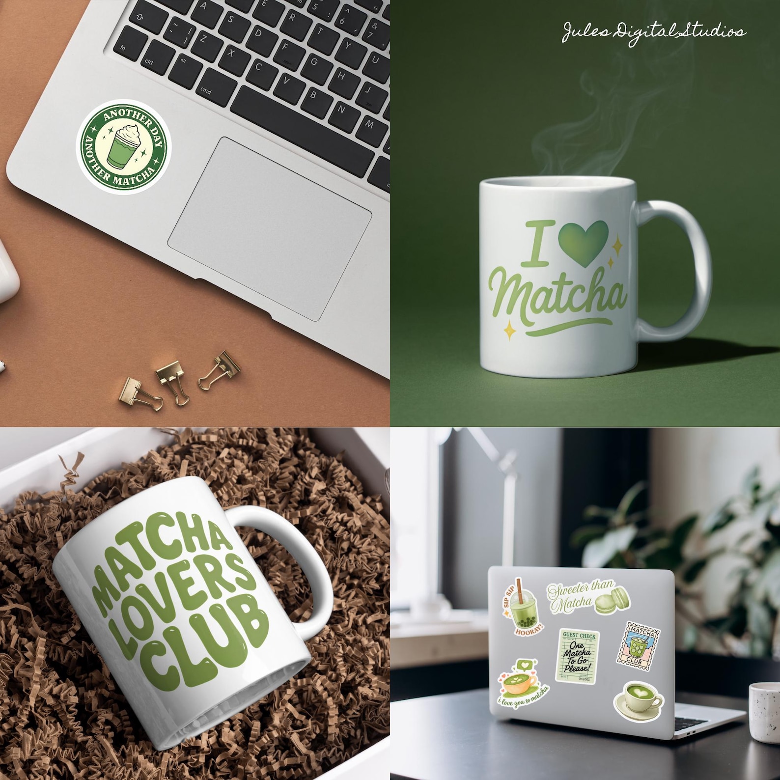 Matcha Digital Stickers Design, PNG Bundle for Goodnotes, Cricut, POD ...