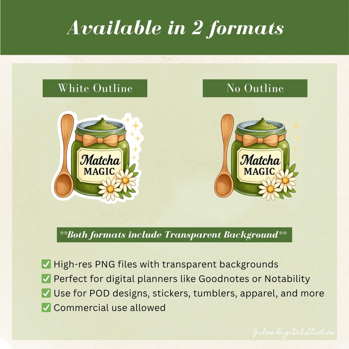 Matcha Digital Stickers Design, PNG Bundle for Goodnotes, Cricut, POD ...