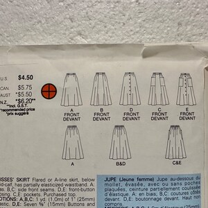Flared or A-line Skirt Pattern 1986 Butterick 3826 Never Used or Cut ...