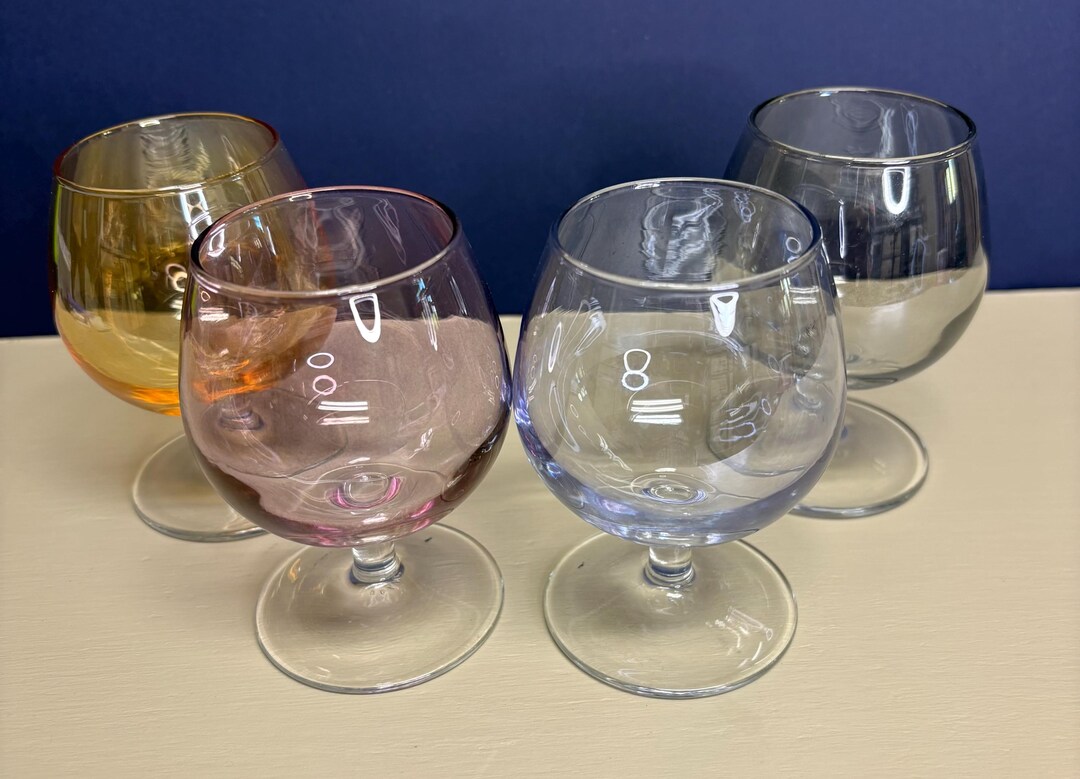 Set of Vintage Petite Brandy/cognac Glasses in Four Colors - Etsy
