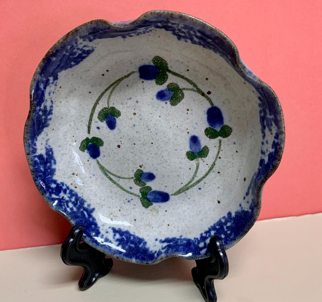 Five Inch Round Ruffled Edge Pottery Dish - Etsy