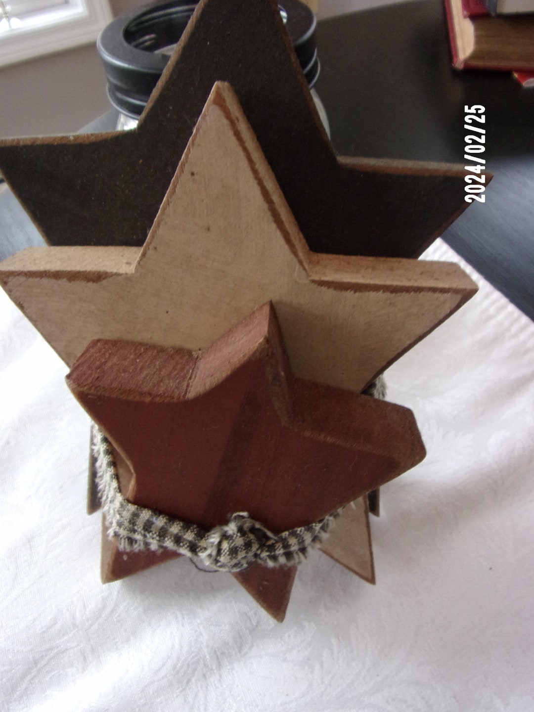 Primitive Rustic Wood Stars Country Colonial Handmade Set of 3 ...