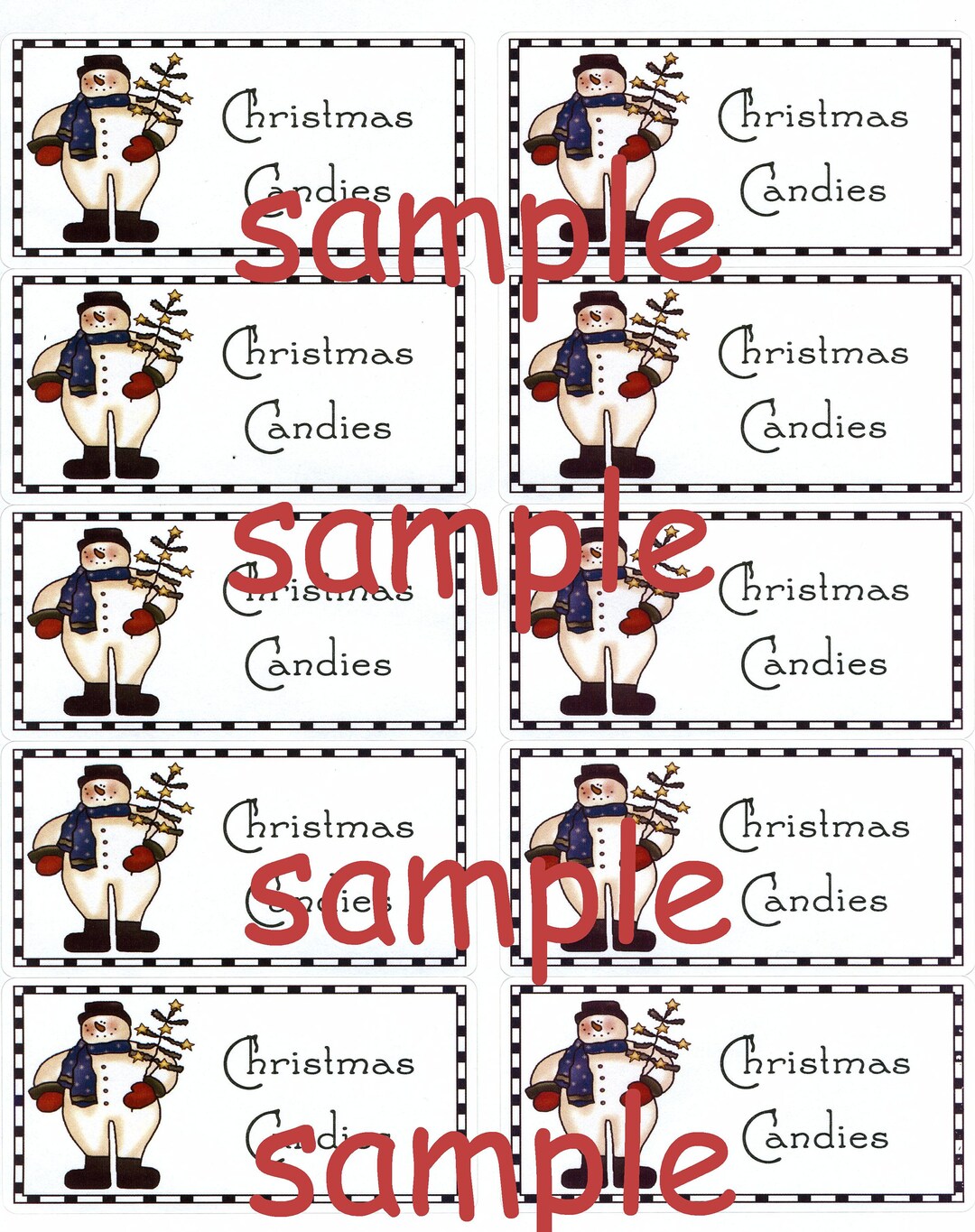 2x4 Sticker Labels Primitive Snowman Christmas Candies for Products Bags Jars Etc D1889 - Etsy