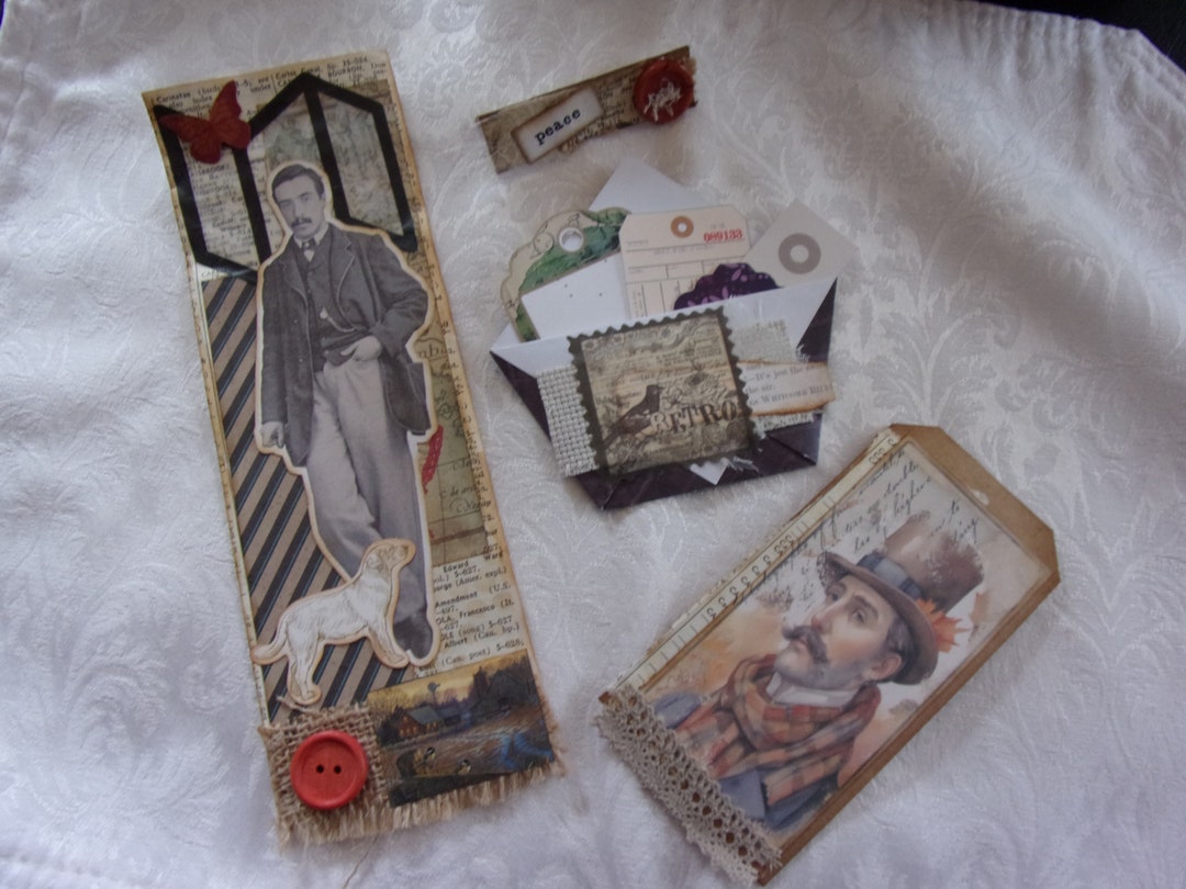 Masculine Male Ephemera Junk Journal Scrapbook Set of 4 Handmade ...