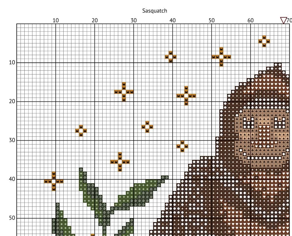 Sasquatch Cross Stitch PDF Pattern, Instant Download, Starry Bigfoot ...