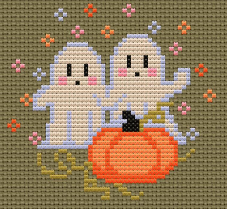 Ghost Cross Stitch PDF Pattern, Groovy Ghosts Instant Download, Cute ...