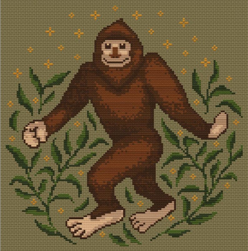 Sasquatch Cross Stitch PDF Pattern, Instant Download, Starry Bigfoot ...