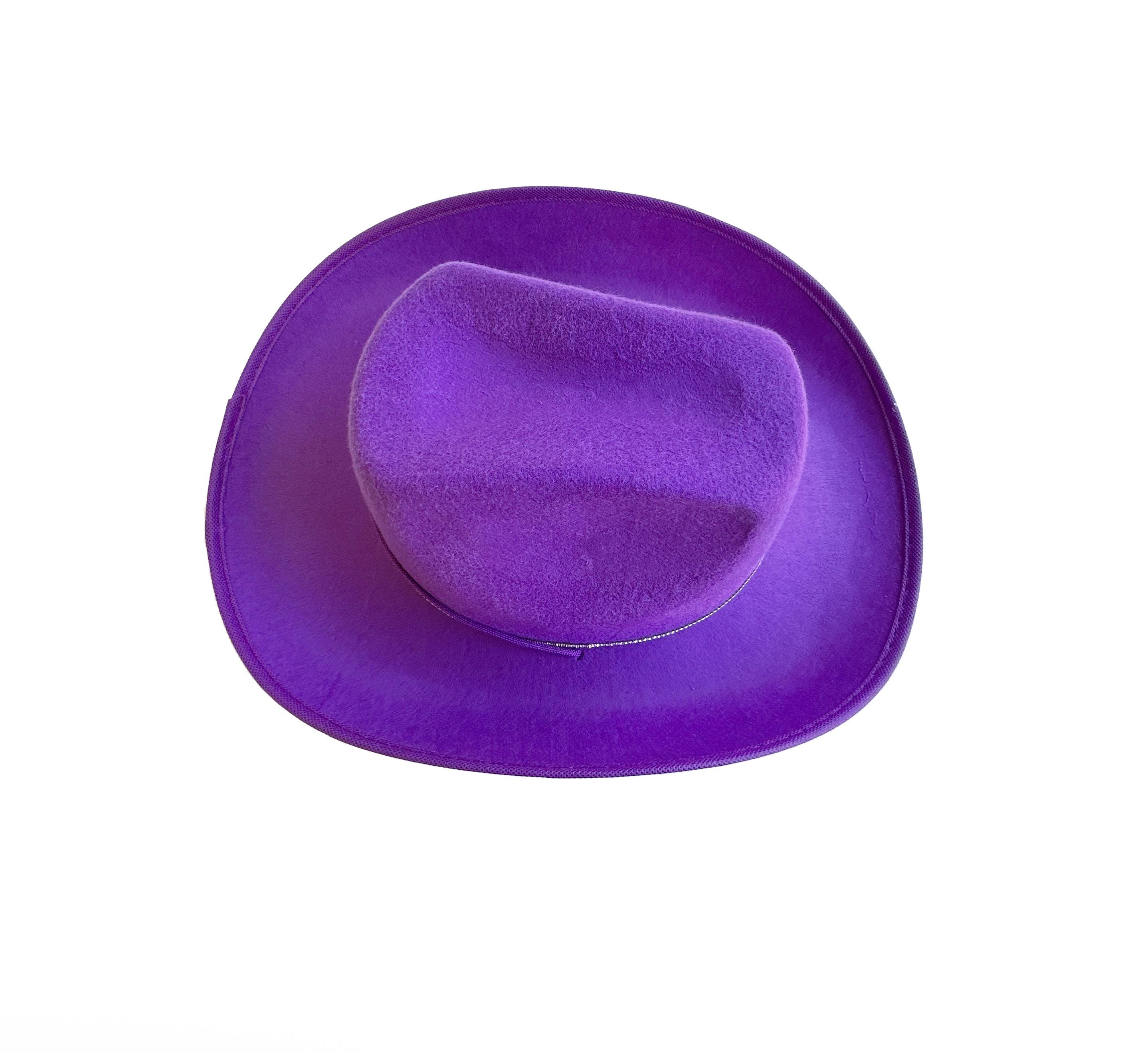 Purple Cowboy Hat With Rhinestone Trim - Stylish Western Hat With Chin ...