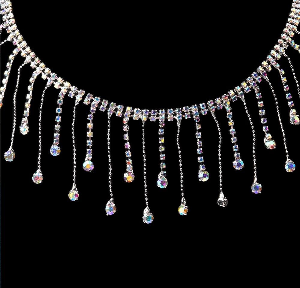 Rhinestone Fringe Trim, Silver Crystal Rhinestone Tassel Chain, Diamond ...