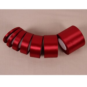 25 Yards/roll 6/10/15/20/25/40/50mm Wine Red Color Single Face Satin ...
