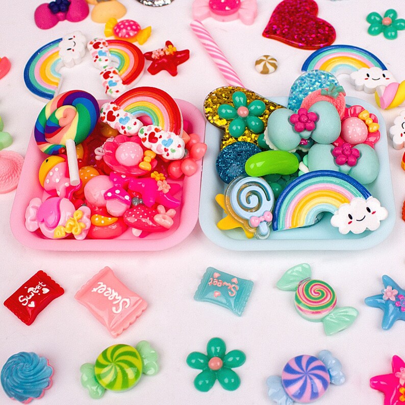Lot 100 Pieces Slime Charms Mixed Candy Sweets Resin Flatback - Etsy