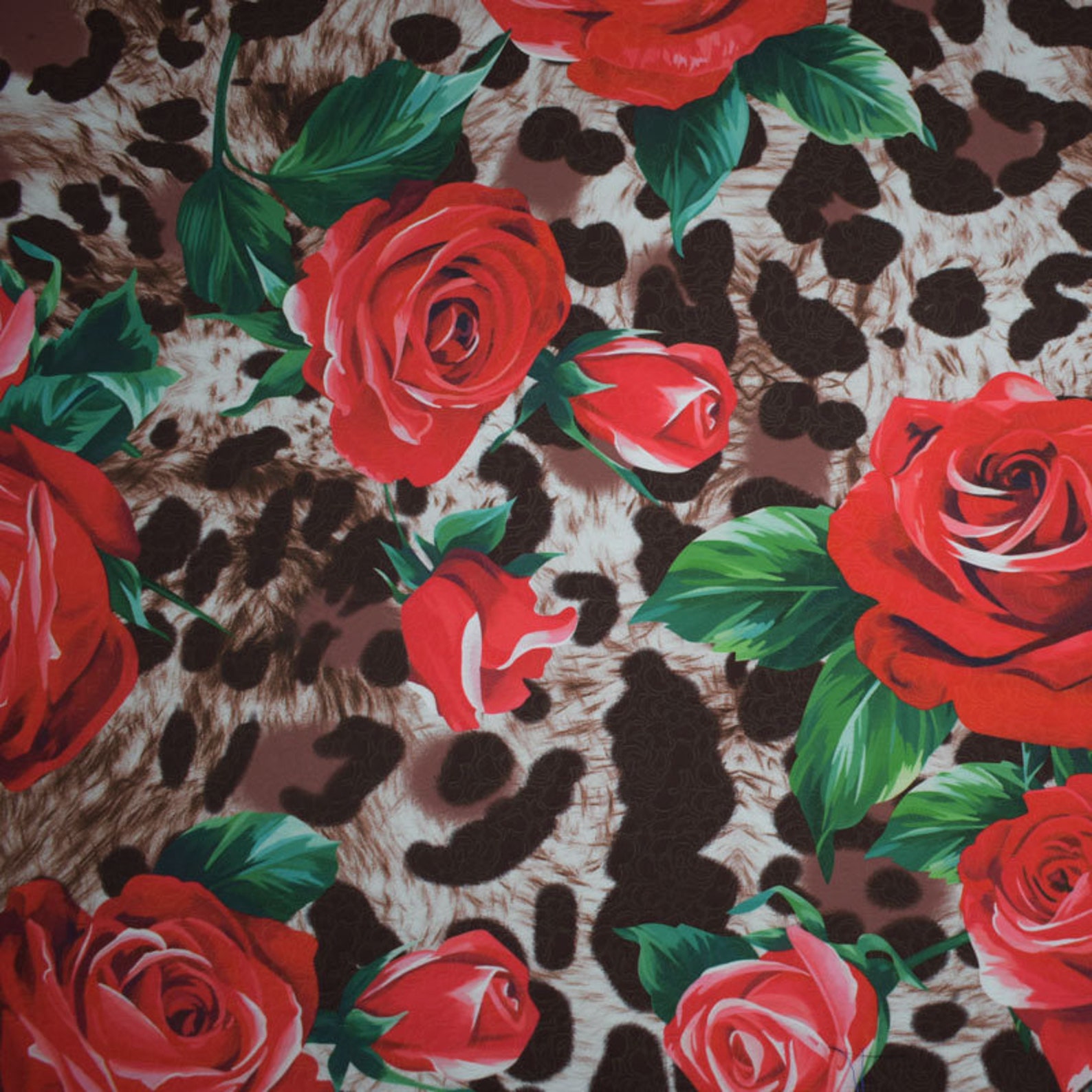 2019 Leopard Rose Digital Printing Jacquard Fabric for Dress - Etsy