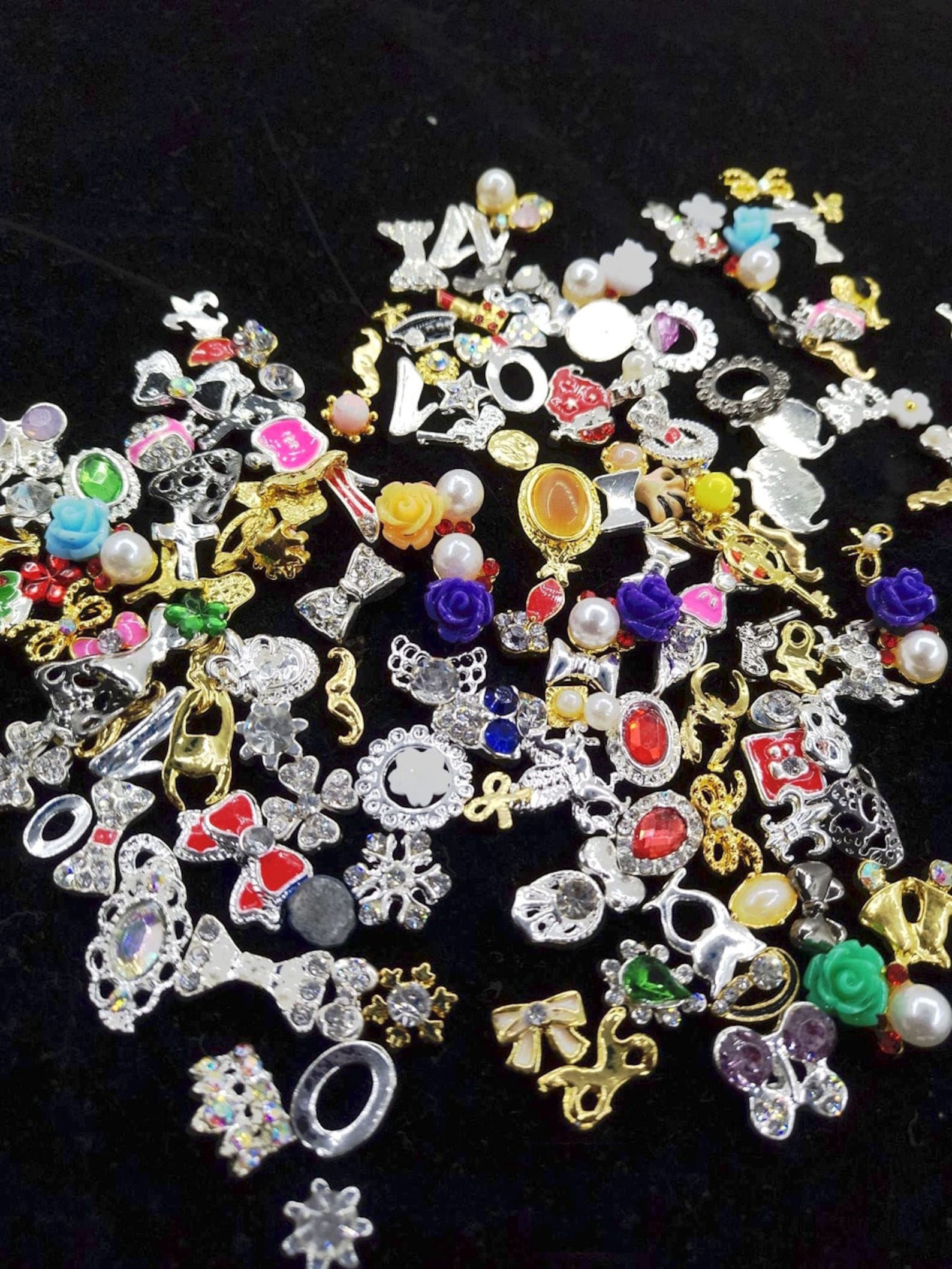 Lot 10 Pcs Nail Charm Mixed Design Alloy Nail Jewelry DIY - Etsy