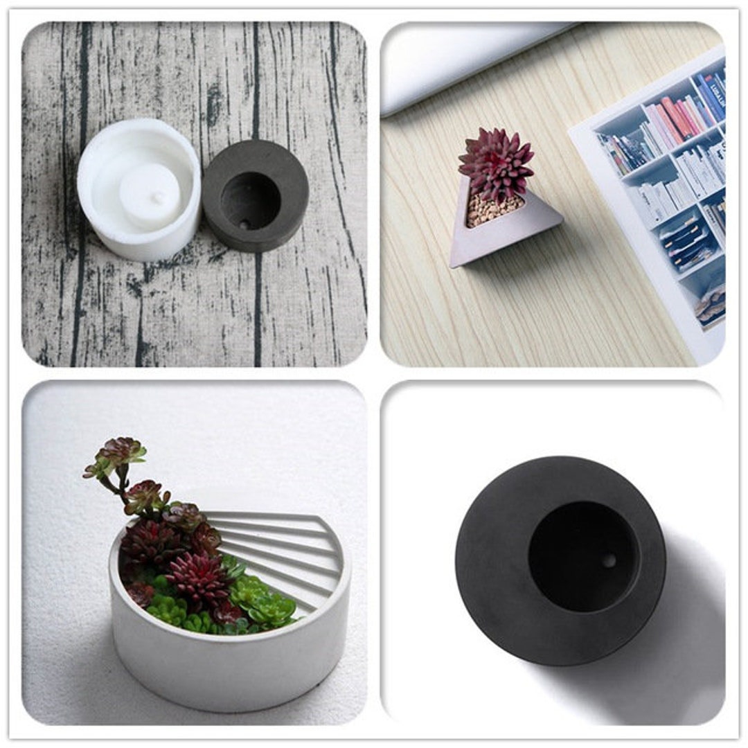 Small Concrete Molds for DIY Cement Planter Silicone Rubber Vase Moulds ...