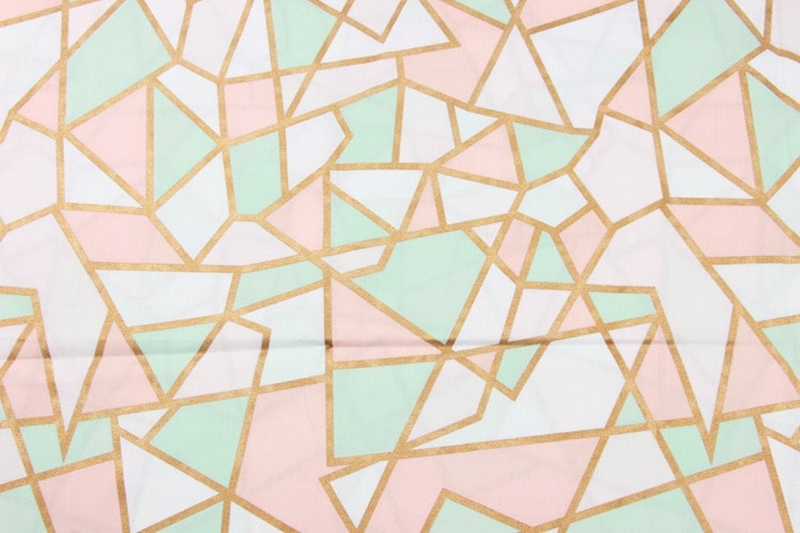 Half Meter Plain Gilt Geometric Print Cotton Fabric Handmade | Etsy