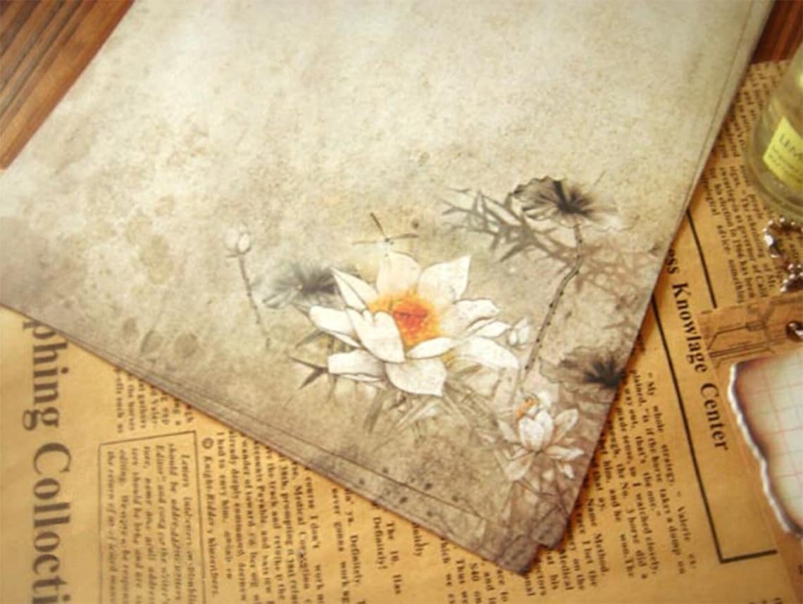 8 Pcs/lot Vintage Lotus Letter Paper Stationery Writing Paper - Etsy