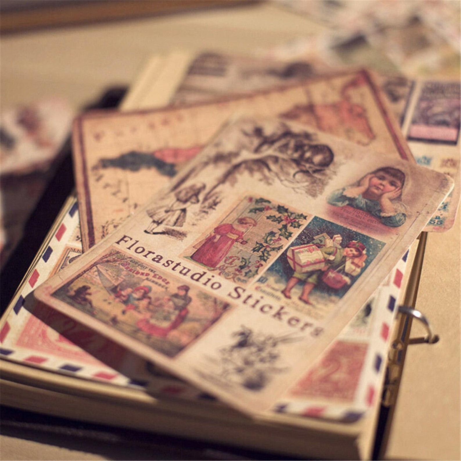 Lot 10 Sheets/set Vintage Paper Stickers DIY Scrapbooking - Etsy