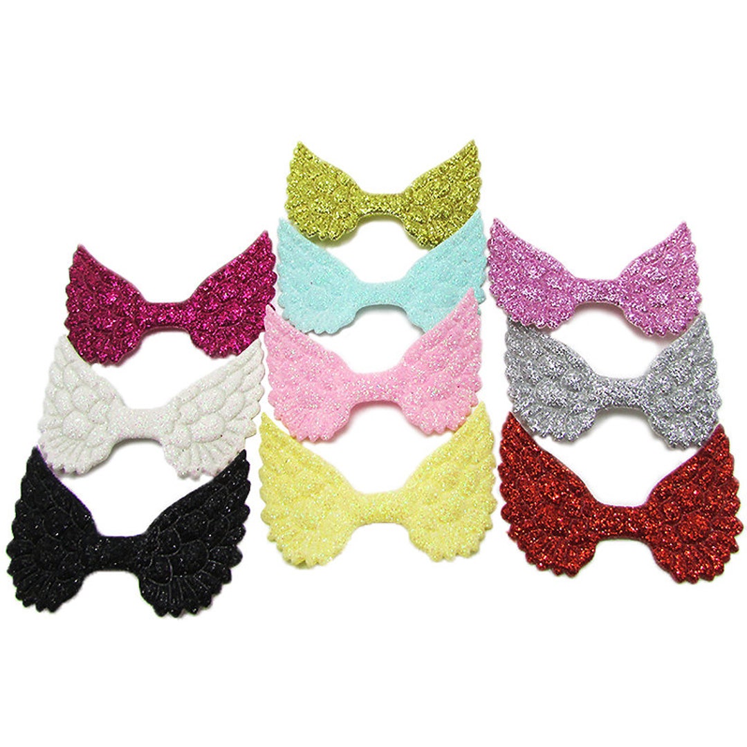 Set of 10 Glitter Wings Applique Angel Wings Applique Padded Glitter ...
