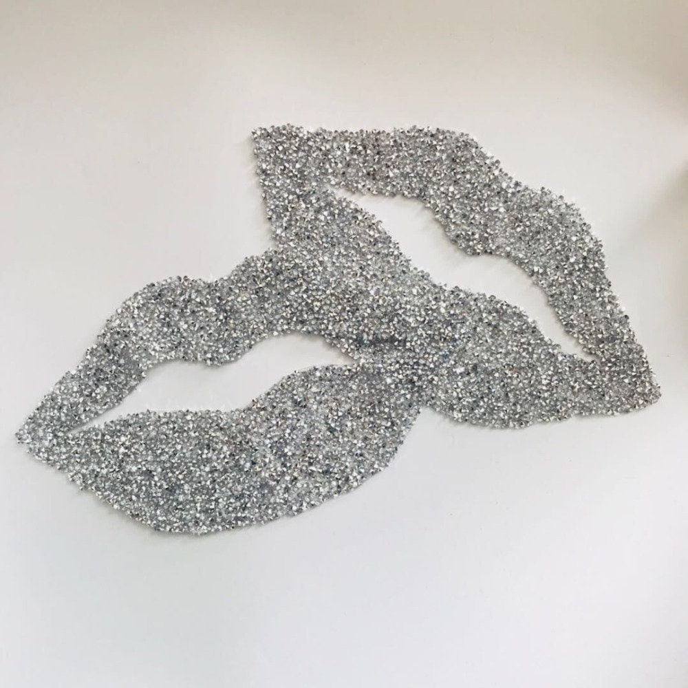 New 1Pcs Fun Rhinestones Sunglasses Lips Embroidered Patch | Etsy