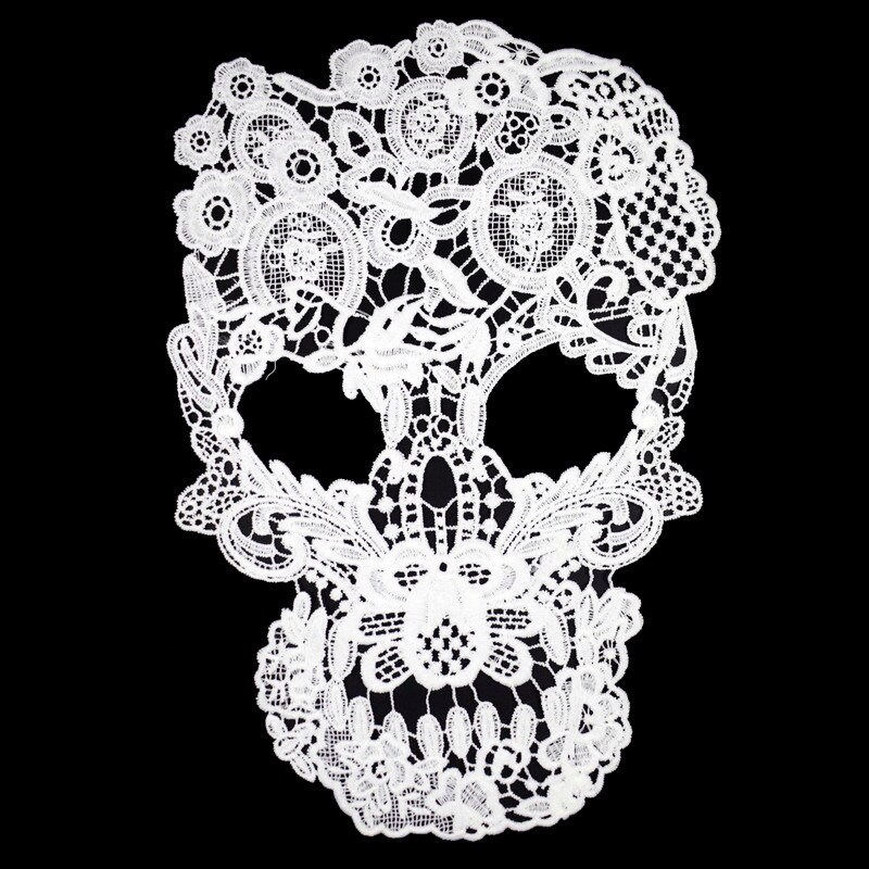White Black Skull Lace Sewing Applique Lace Neckline Collar - Etsy