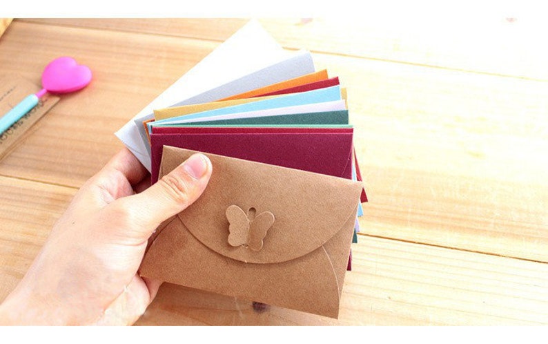 10PCS/LOT Colored Butterfly Buckle Kraft Paper Envelopes | Etsy