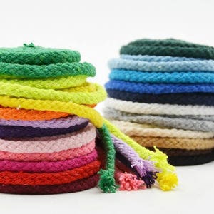 5 Meters Length 5mm Colored Cotton Cords Braided Rope DIY Black White ...