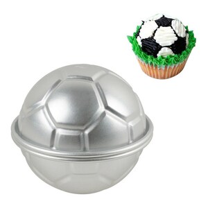 2pcs/set Football Cake Mold 3D Aluminium Soccer Cake Pudding Pan Baking ...