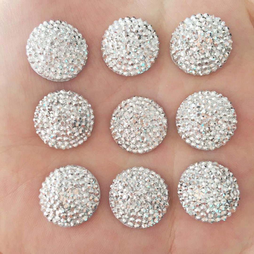 Lot DIY 20pcs 16mm Convex Round Resin Stone Flatback Wedding Buttons ...