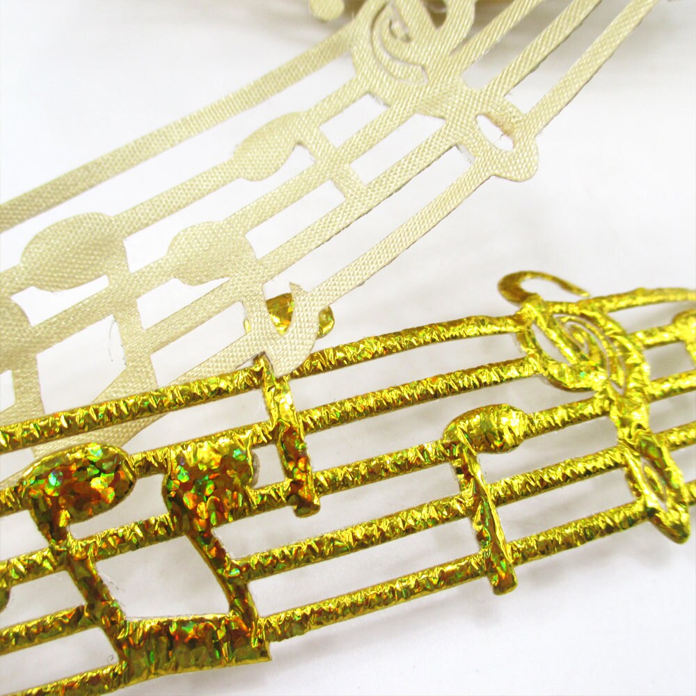 Width: 30mm Color Gold Silver Music Printed Hollow Note Ribbon | Etsy