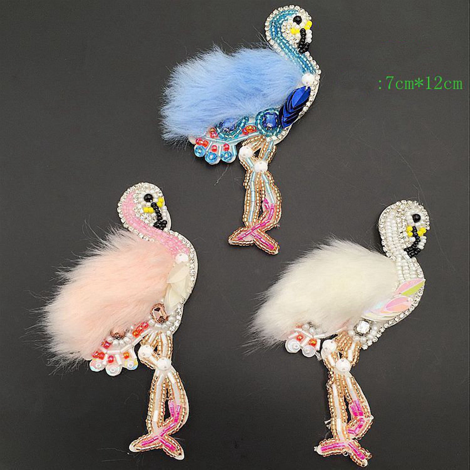 1 Pcs Sequined Fur Flamingo Patch for Clothes Sewing on - Etsy