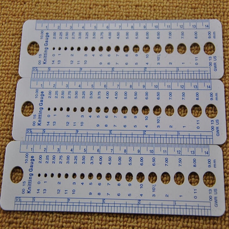 UK US Canada Sizes Knitting Needle Gauge Inch Sewing Ruler | Etsy