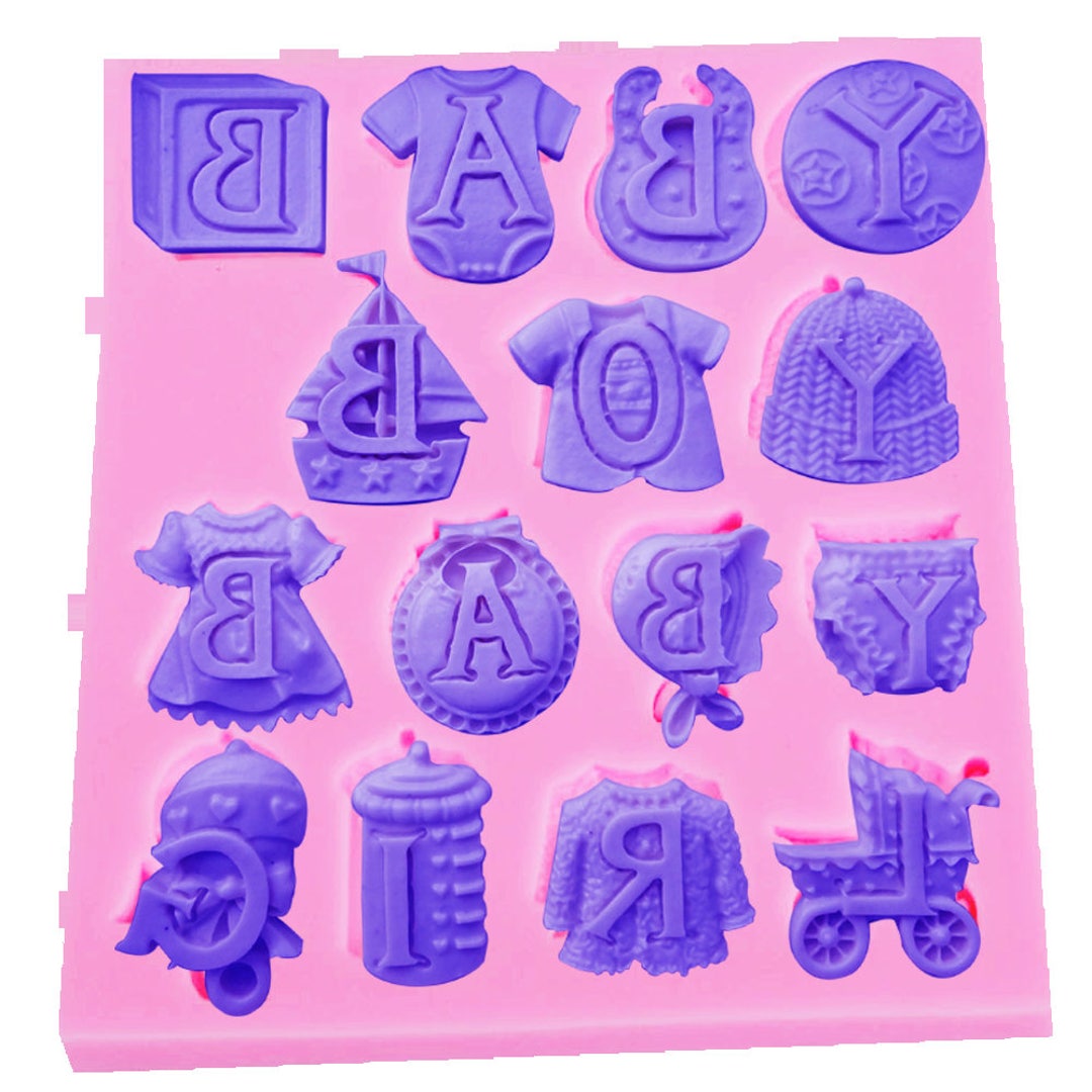 Baby Boy Girl Clothes Silicone Mold Feeding Bottle Gumpaste Chocolate ...