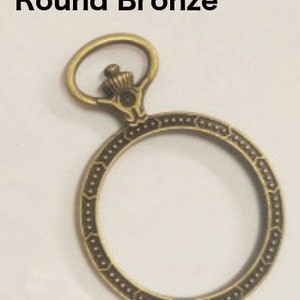 10 Pcs/lot Round Pocket Watch Metal Frame Pendant Gold Silver Bronze ...