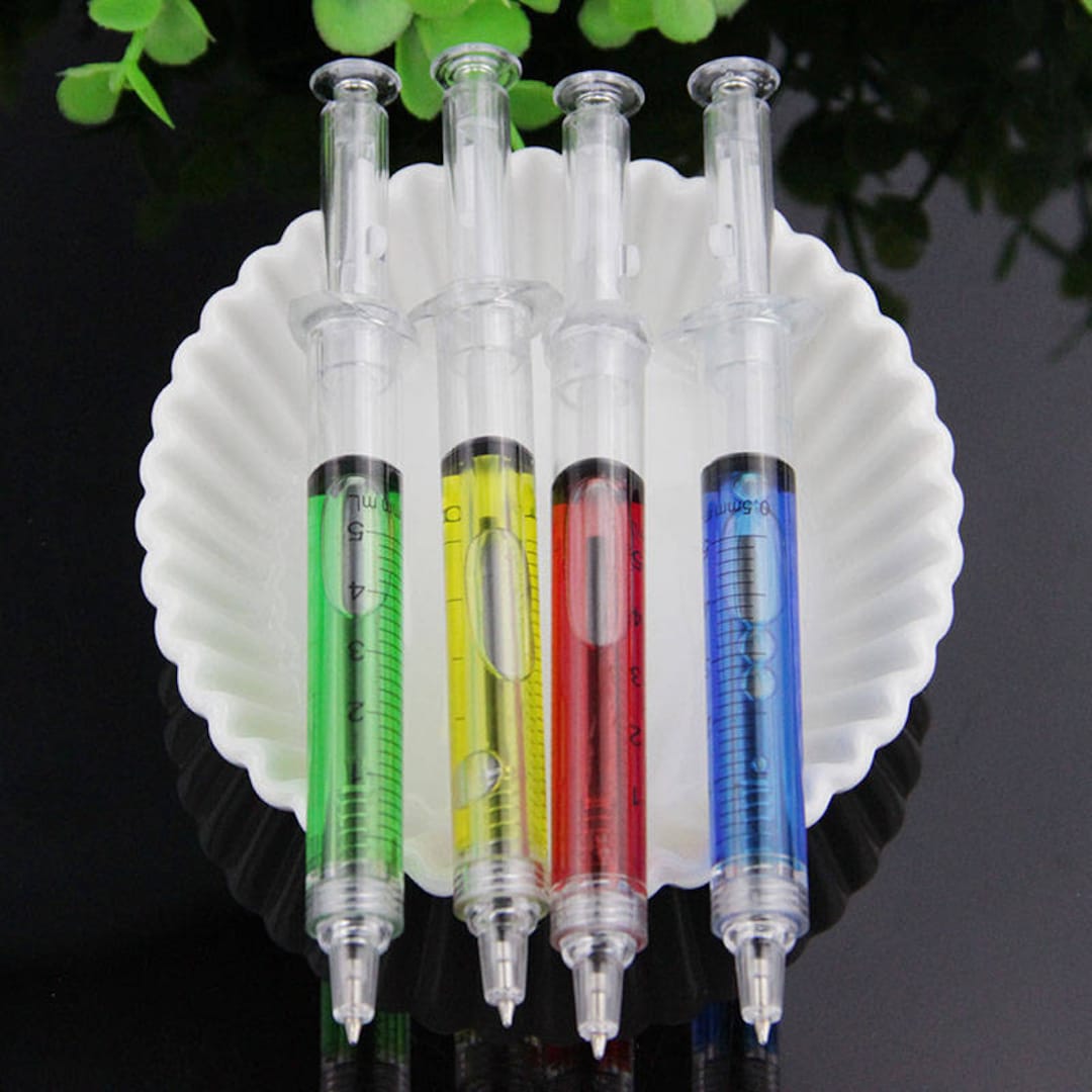 4pcs/lot Liquid Novelty Syringe Ballpoint Pen Stationery Cute Syringe ...