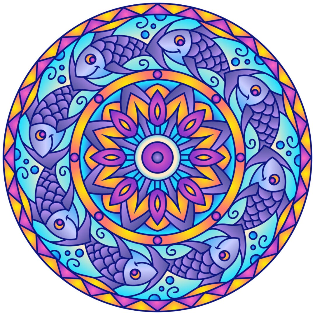 Fish Mandala Full Drill 5D Round & Square Diamond Painting Cross Stitch ...