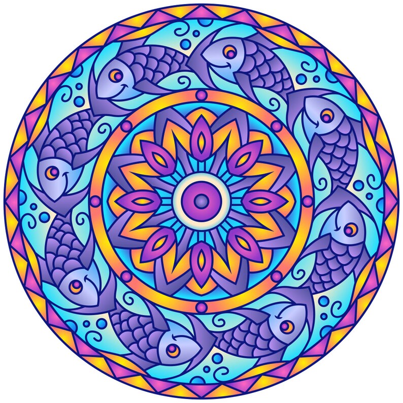 Fish Mandala Full Drill 5D Round & Square Diamond Painting - Etsy